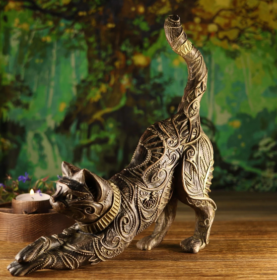 Cat, The Guardian Predator, wooden statue, carving statue – Art Carving ...