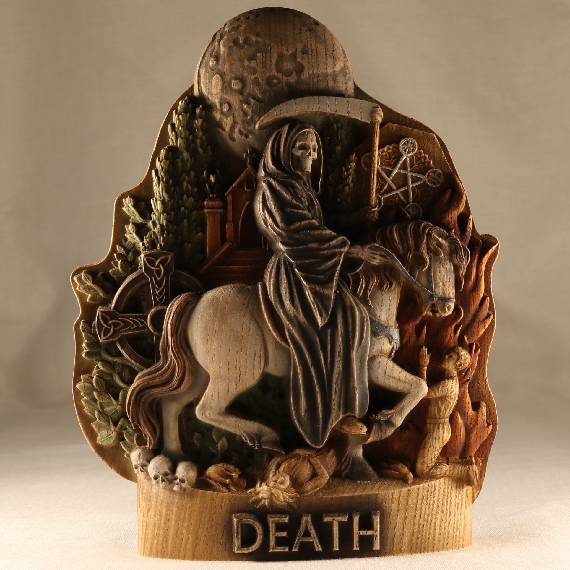 Death statue Grim reaper statue Aztec Santa muerte altar Occult decor ...