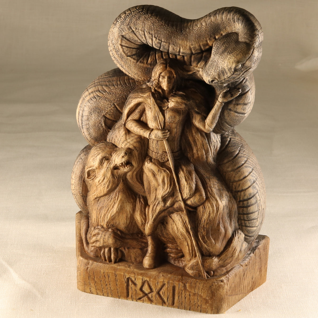 Loki Statue Norse - Wooden Scandinavian Sculpture – Art Carving Shop