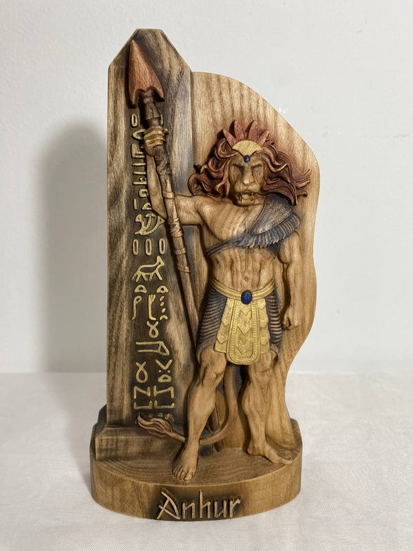 Egyptian statue Anhur Egyptian god Kemetic Anhur lion Egyptian decor E ...