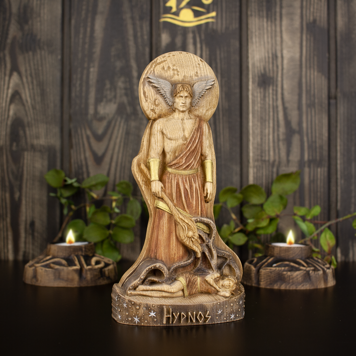 Hypnos Greek god Hypnos (god of sleep) - figurine wooden altar carved ...