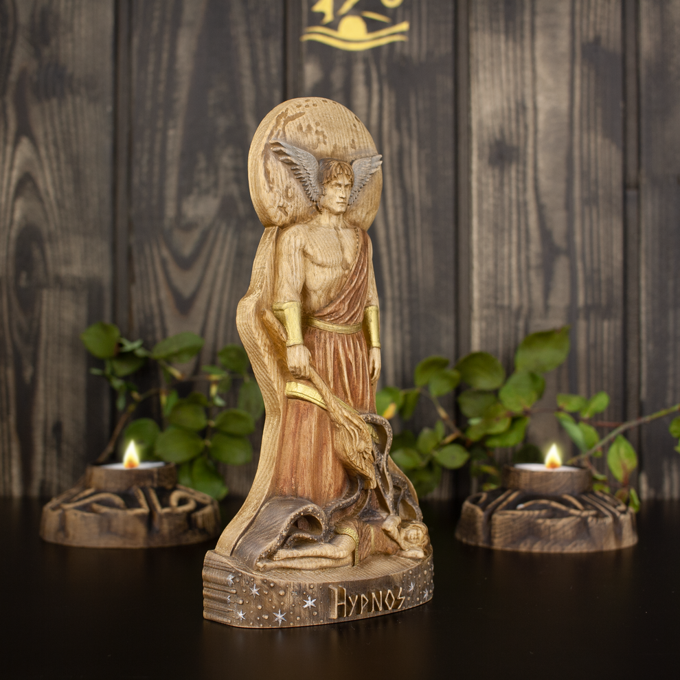 Hypnos Greek god Hypnos (god of sleep) - figurine wooden altar carved ...