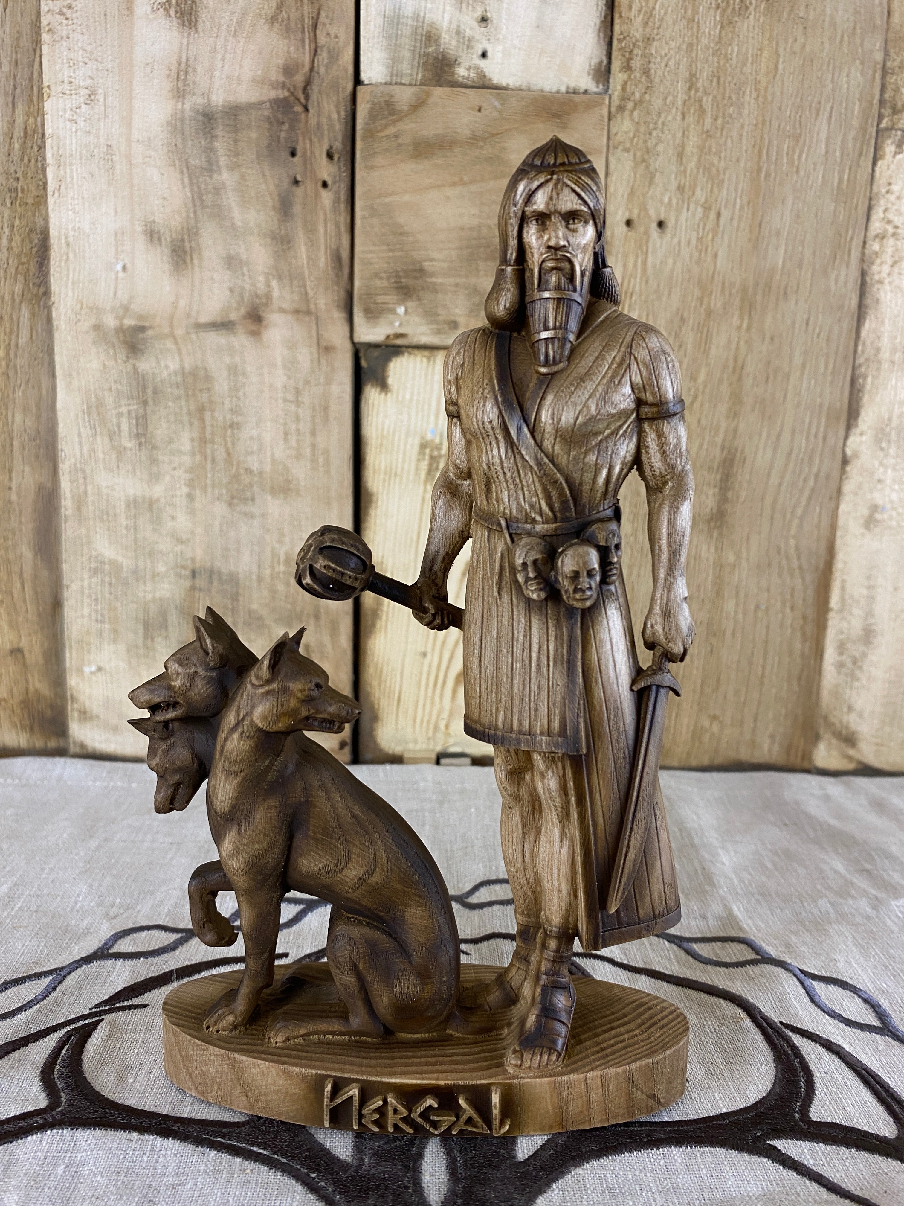 Handmade Nergal Statue: Mesopotamian God of War, Ash Wood – Art Carving ...