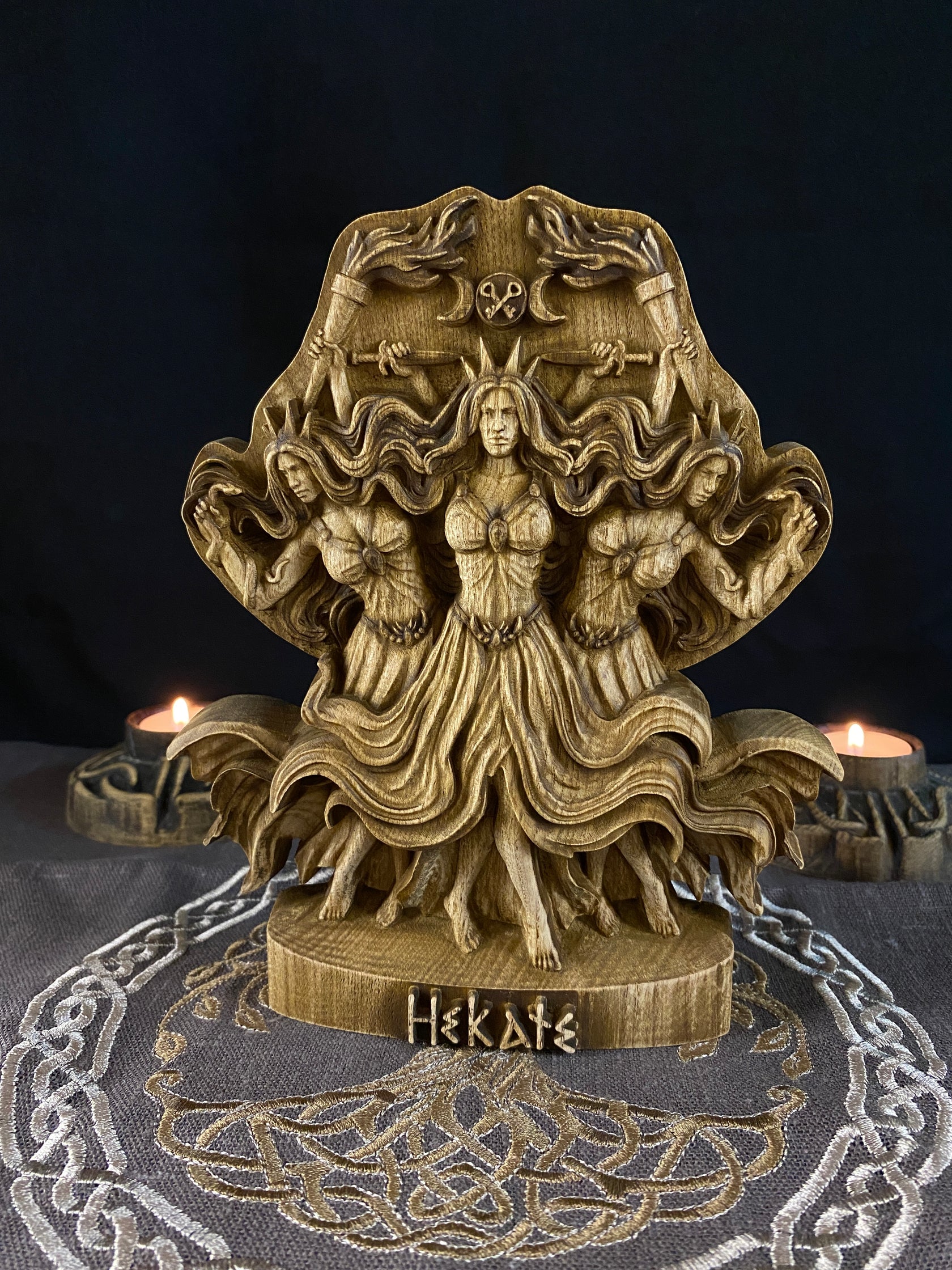 Hecate statue Triple goddess statue Hecate altar Altar statue Greek go ...
