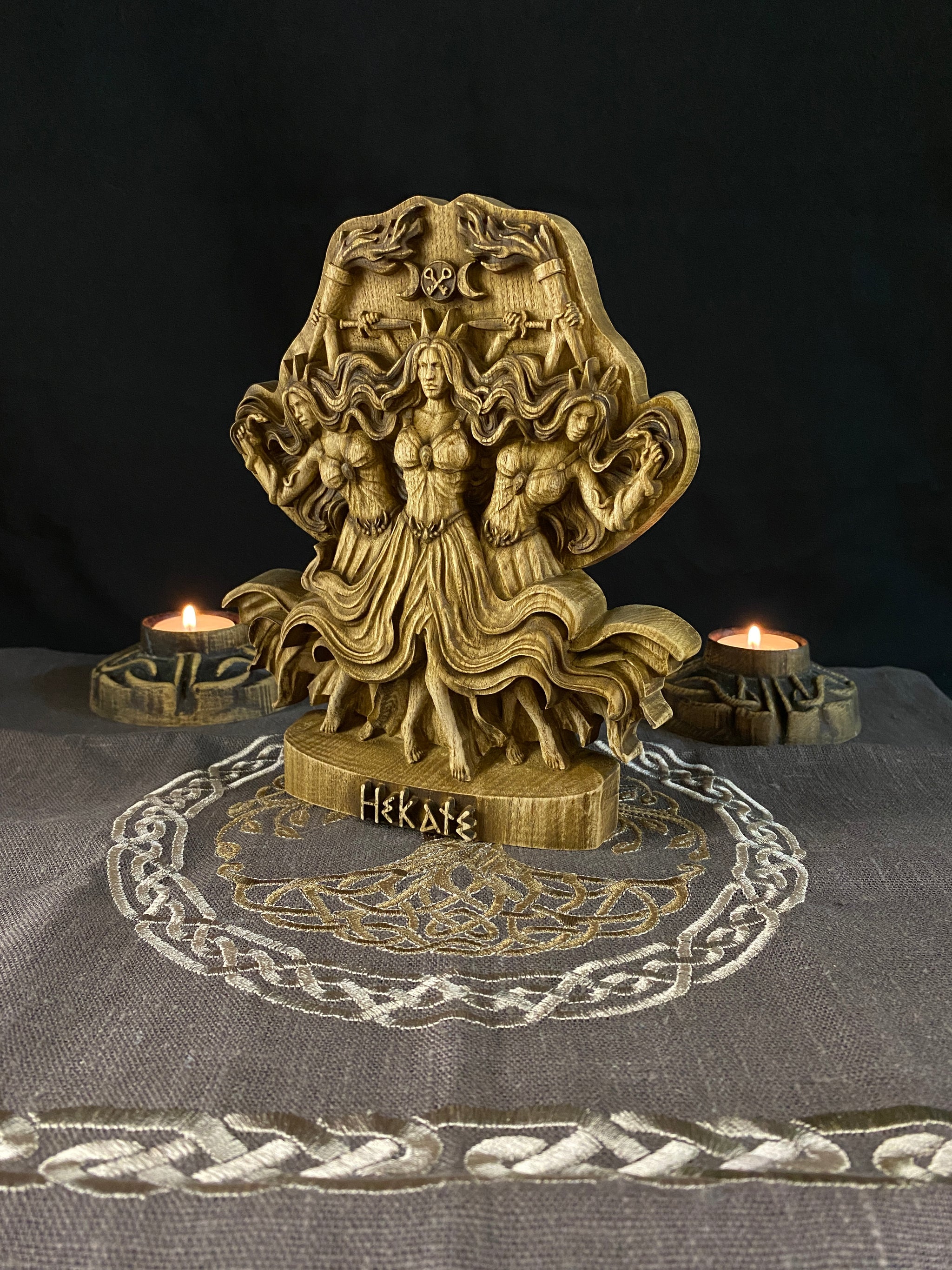 Hecate statue Triple goddess statue Hecate altar Altar statue Greek go ...