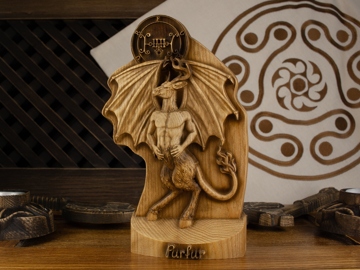 Wooden Demon Statue - Furfur – Art Carving Shop