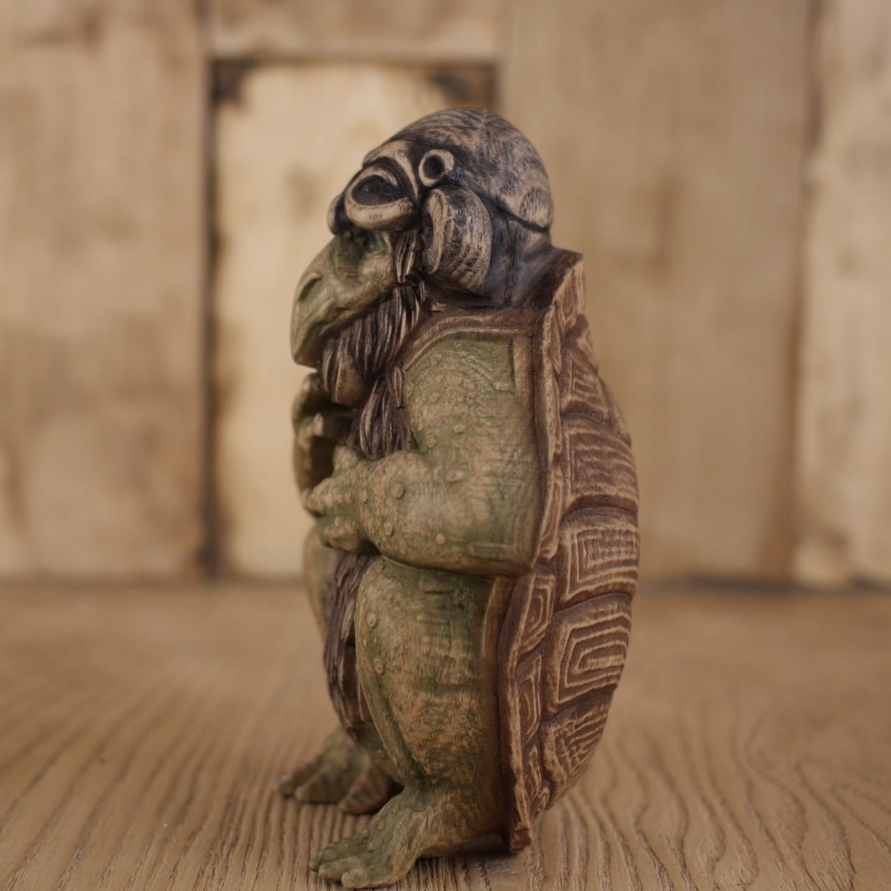 Exquisite Japanese Wooden Kappa Statue – Art Carving Shop