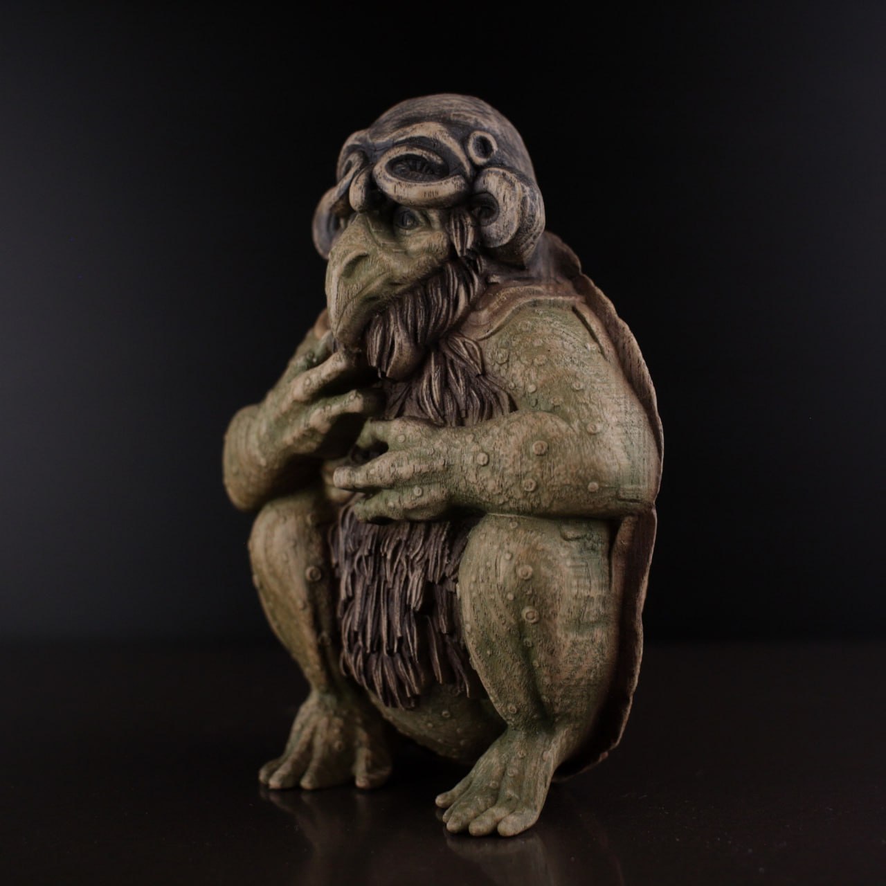 Exquisite Japanese Wooden Kappa Statue – Art Carving Shop