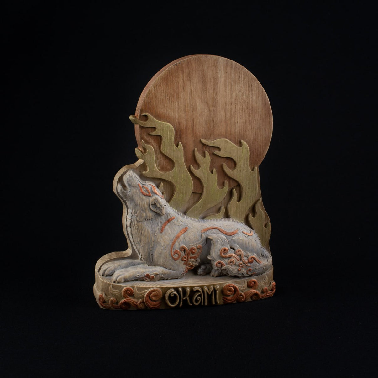 Glorious Okami: Japanese Mythology Wooden Statue – Art Carving Shop