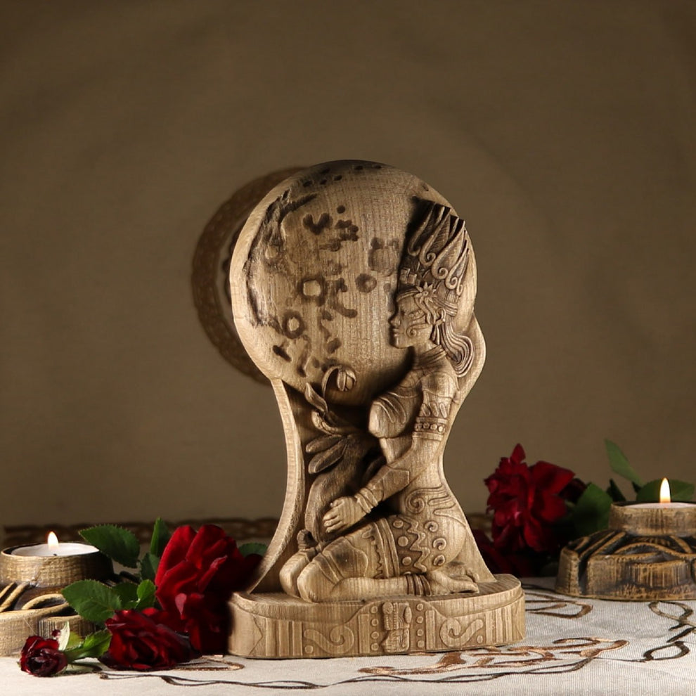 Ixchel Mayan moon goddess Divine feminine Aztec altar Wood carving ...