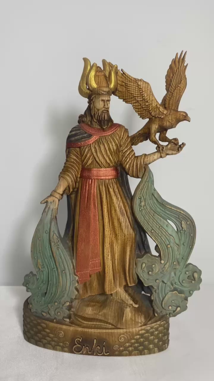 Enki Sumerian wooden statue Ancient aliens Babylon Enlil Wood carved ...