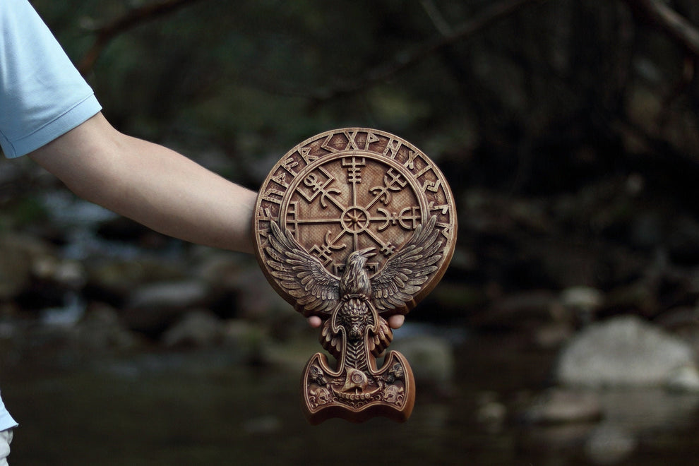 Mjolnir wall, Mjolnir hammer, Thor wooden hammer – Art Carving Shop