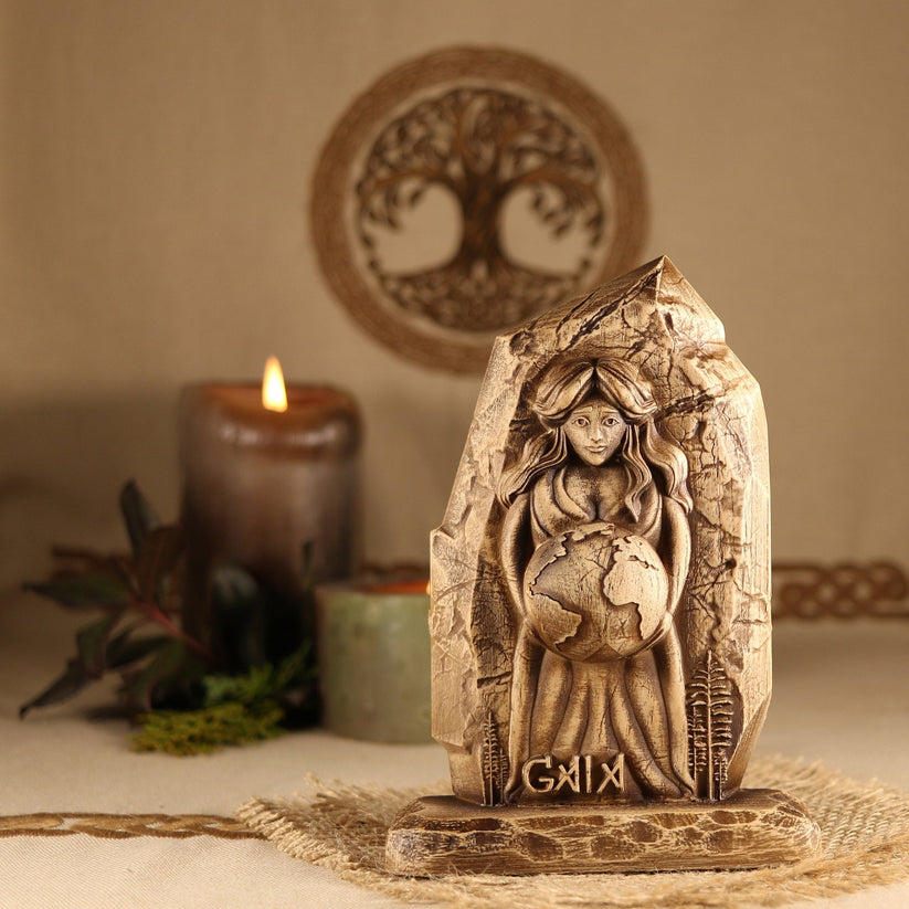 Gaia, Mother goddess statue, Greek god wooden mini statue – Art Carving ...