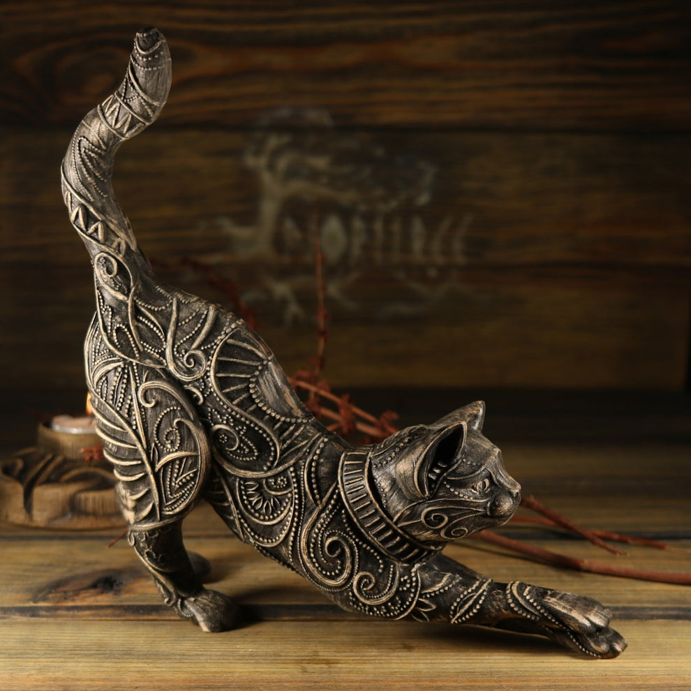 Cat, The Guardian Predator, wooden statue, carving statue – Art Carving ...