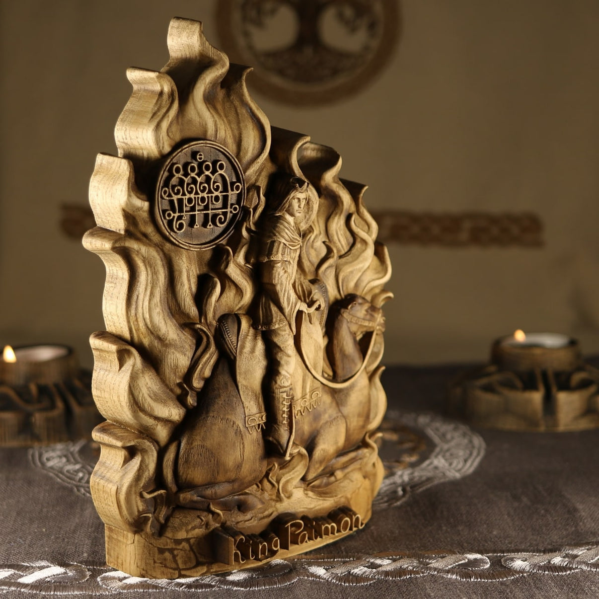 Wooden King Paimon Statue - Lucifer Altar, Occult Sculpture – Art ...