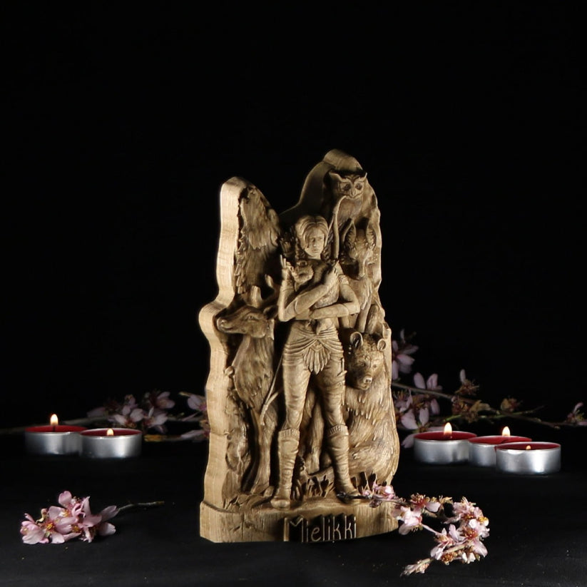 Wooden Goddess of Forest Mielikki Statue – Art Carving Shop