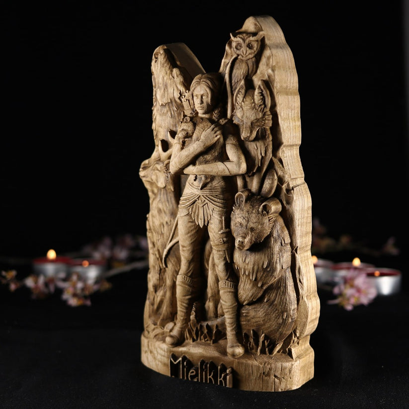 Wooden Goddess of Forest Mielikki Statue – Art Carving Shop